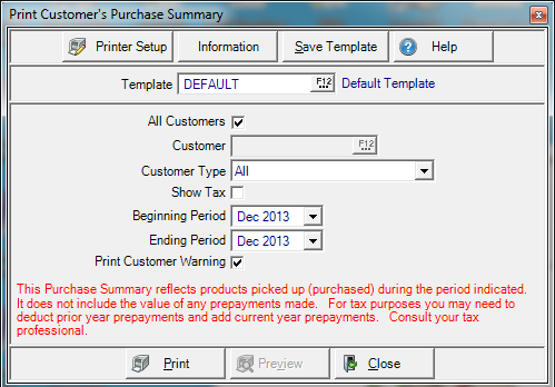 Customer Purchase Summary