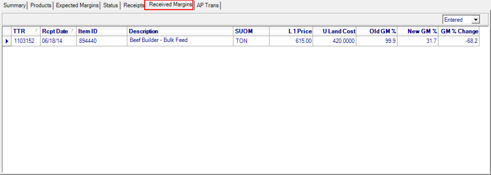 Open Purchase Order Detail - Received Margins