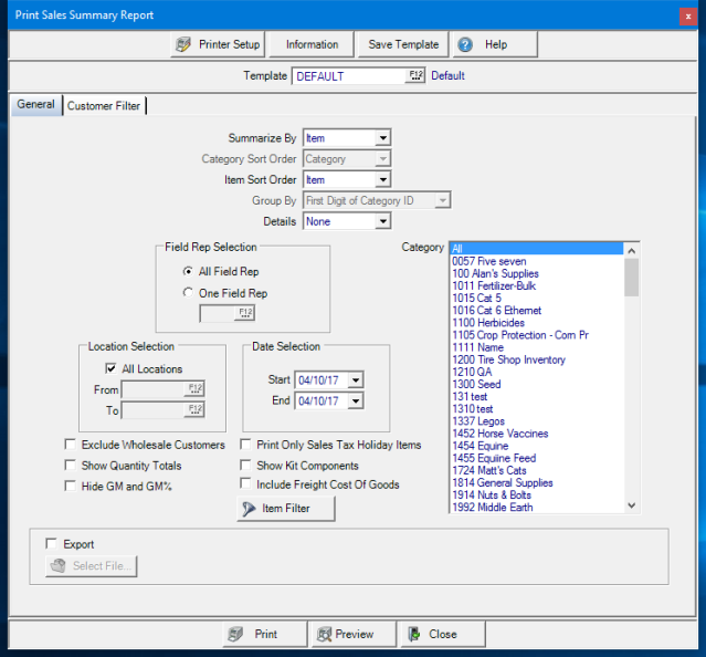 Sales Summary Report