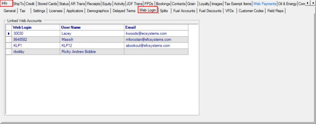 Customer Detail - Info - Web Login