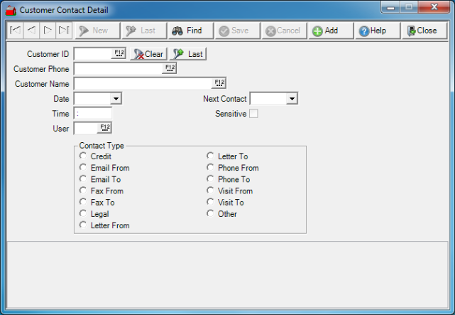 Enter Customer Contacts