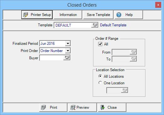 Print Closed DO Report