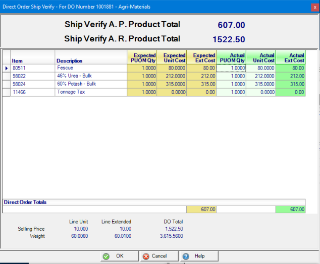 Direct Order Ship Verify