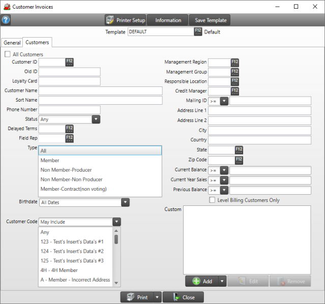 Customer Filter for Reports