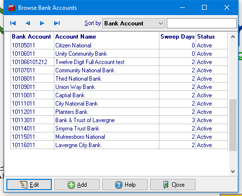 Browse Bank Accounts